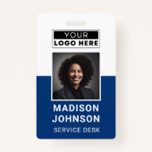 Custom Employee Photo Company Logo Modern Name Badge | Zazzle