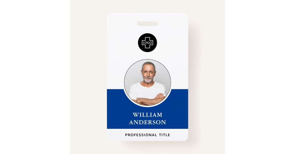 Custom Employee Photo Company Logo Modern Name Badge | Zazzle
