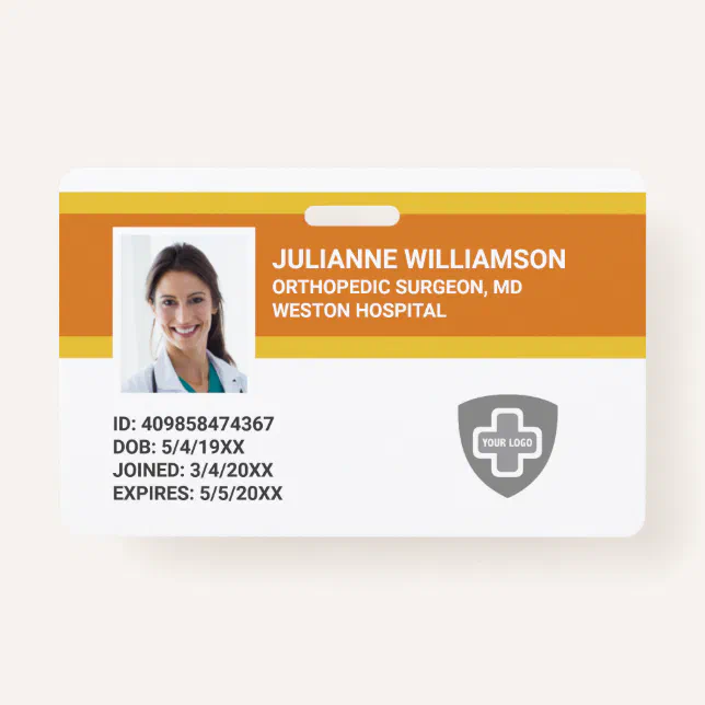 Custom Employee Photo ID, Barcode & Logo Company Badge | Zazzle