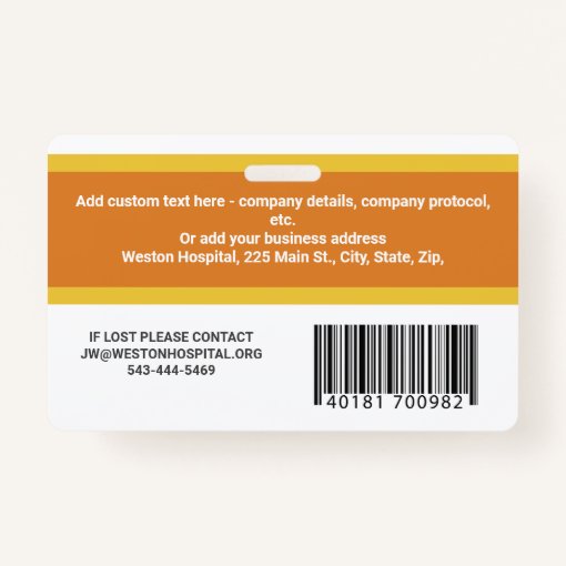 Custom Employee Photo ID, Barcode & Logo Company Badge | Zazzle