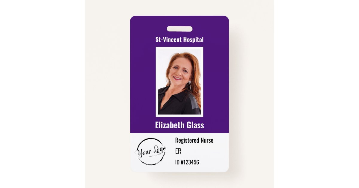 Custom Employee Photo ID BarCode Logo Name Badge | Zazzle