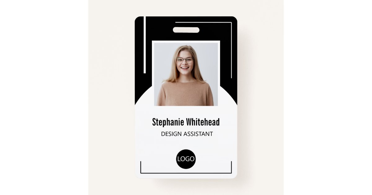 Custom Employee Photo ID Logo Black Badge | Zazzle.com