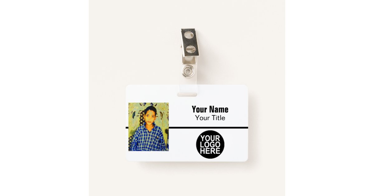 Custom Employee - Photo, Logo, Bar Code and Name Badge | Zazzle