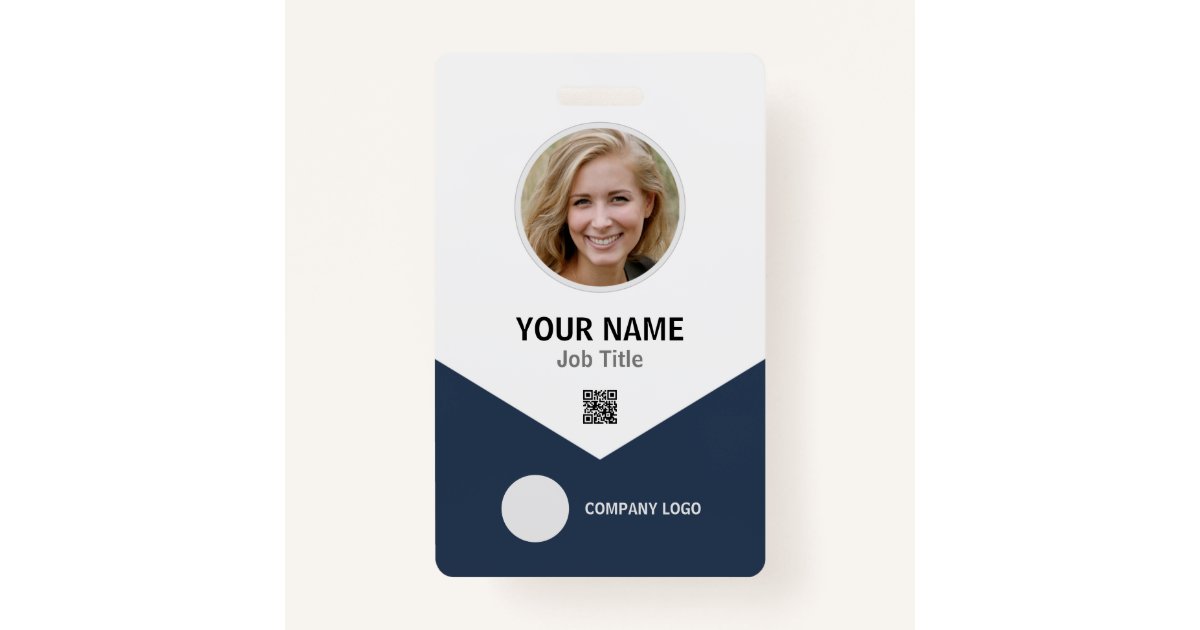 Custom Employee Photo Logo Bar Code Name Badge | Zazzle