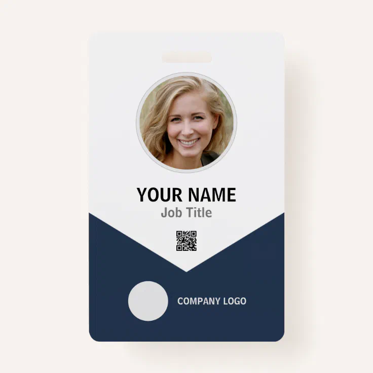 Custom Employee Photo Logo Bar Code Name Badge | Zazzle