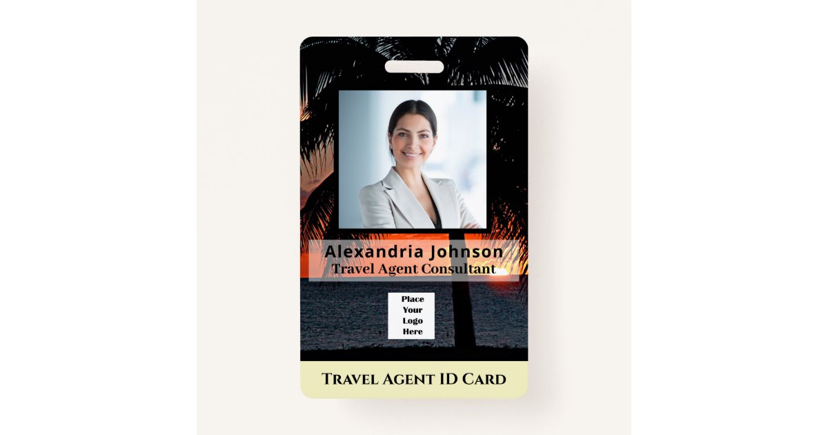 Custom Employee Photo Logo Bar Code Name Badge | Zazzle