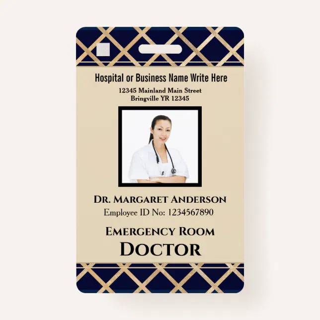 Custom Employee Photo Logo Bar Code Name Badge | Zazzle