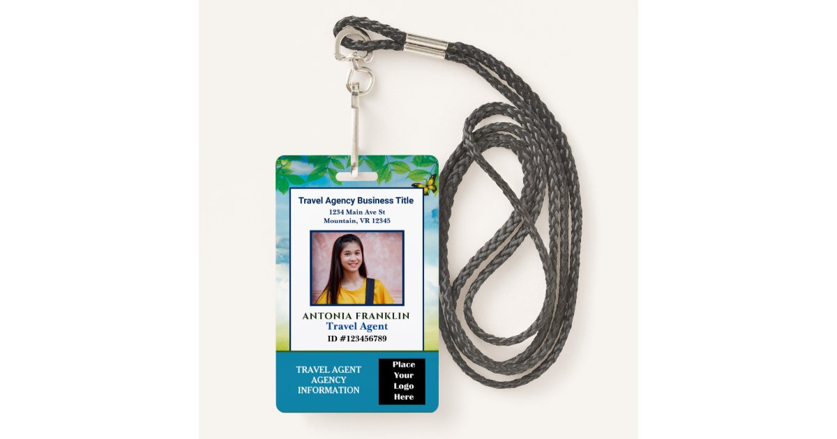 Custom Employee Photo Logo Bar Code Name Badge | Zazzle