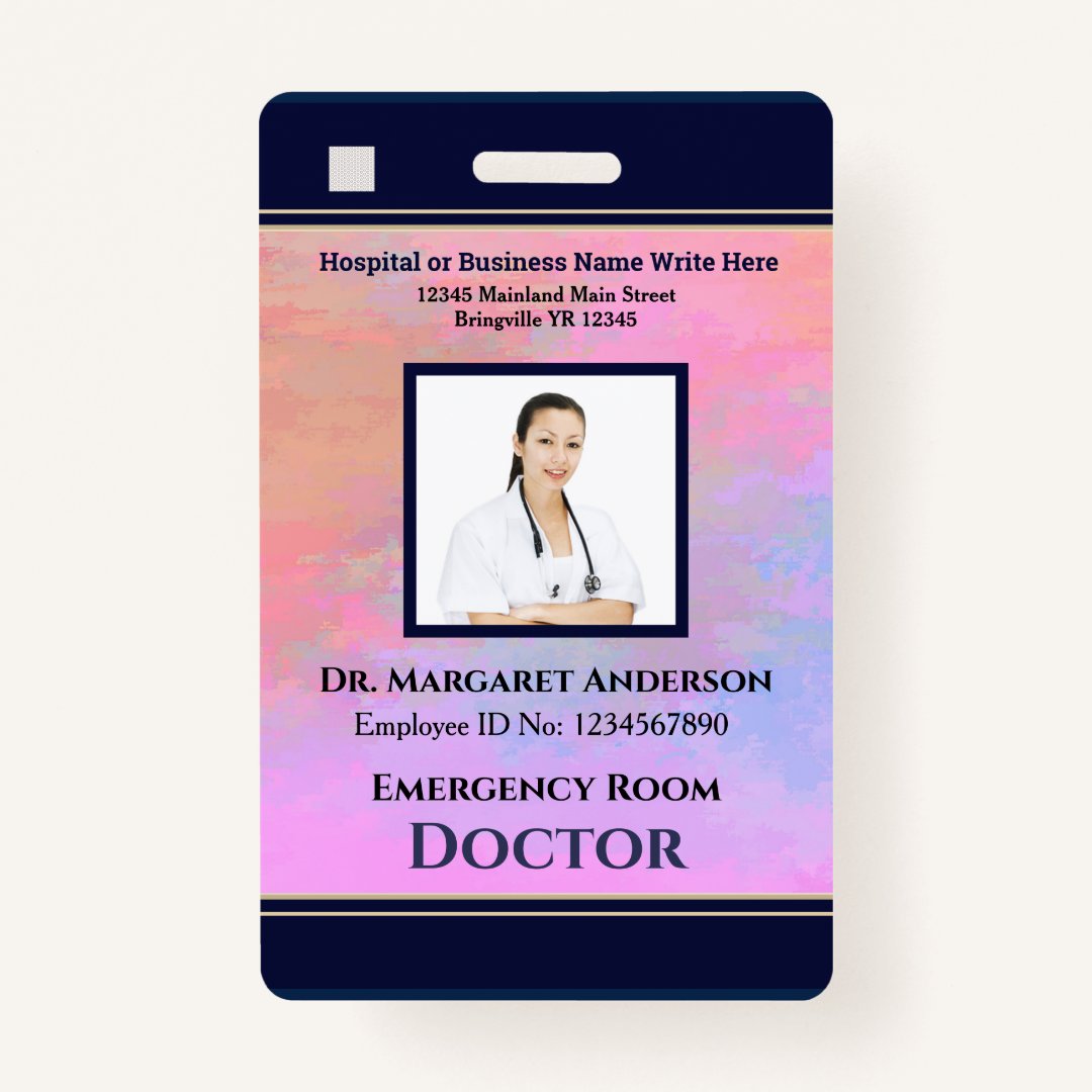 Custom Employee Photo Logo Bar Code Name Badge | Zazzle