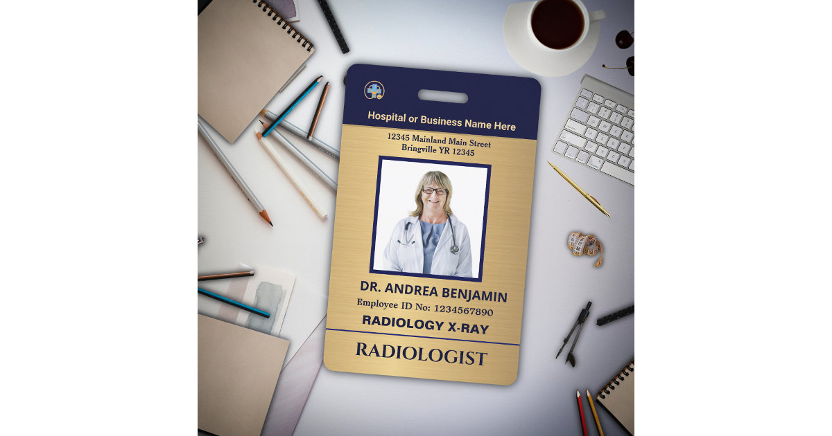 Custom Employee Photo Logo Bar Code Name Badge | Zazzle