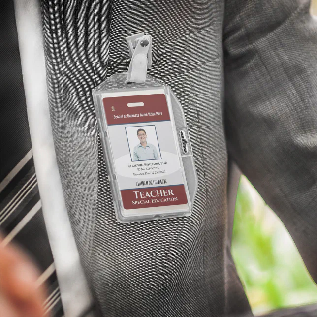 Custom Employee Photo Logo Bar Code Name Badge | Zazzle