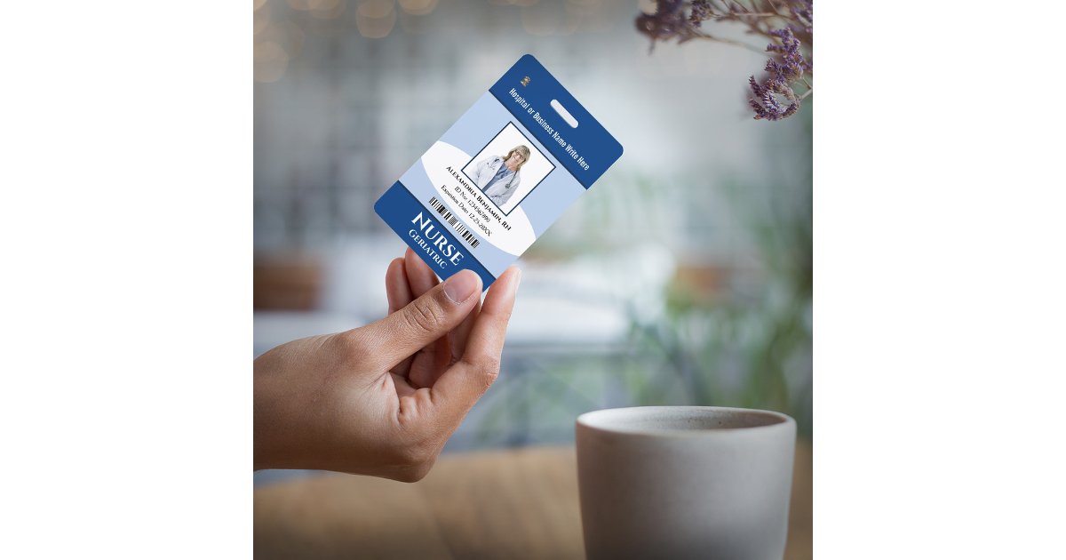 Custom Employee Photo Logo Bar Code Name Badge | Zazzle