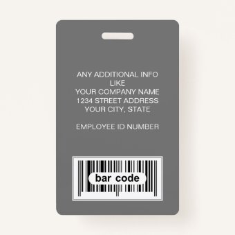 Custom Employee - Photo Logo Bar Code Name Badge | Zazzle