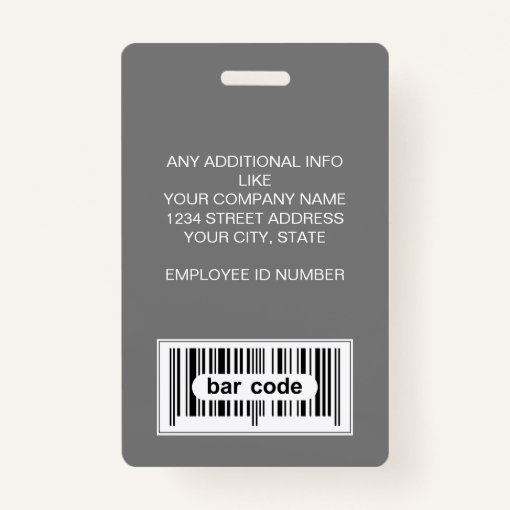 Custom Employee - Photo Logo Bar Code Name Badge | Zazzle
