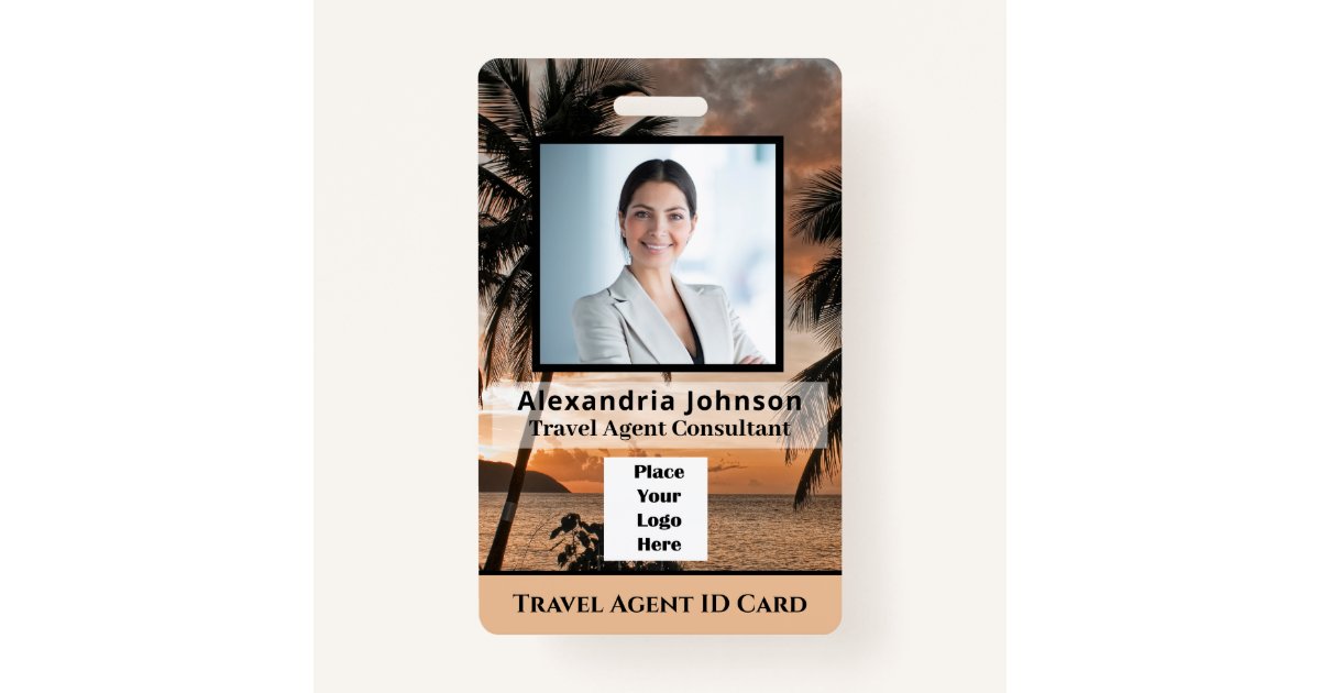 Custom Employee Photo Logo Bar Code Name Badge | Zazzle