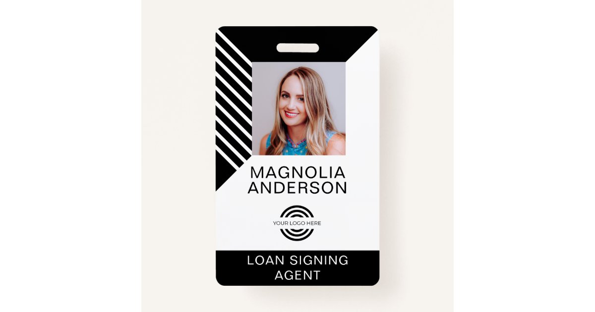 Custom Employee Photo Logo Barcode Name Badge | Zazzle