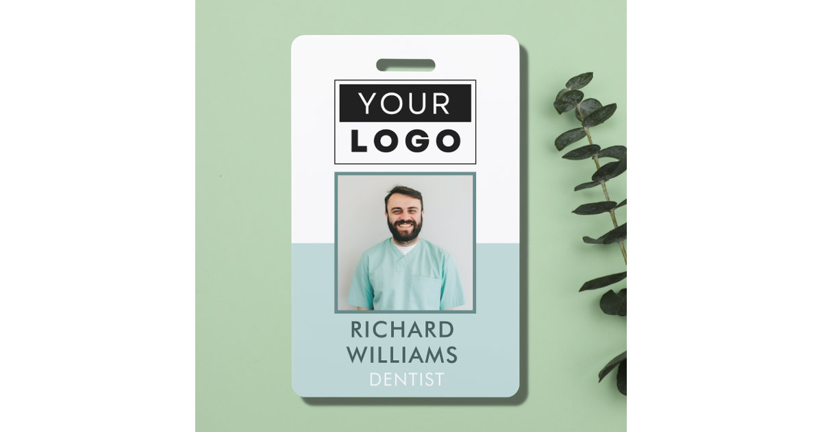 Custom Employee Photo Logo Name Badge | Zazzle