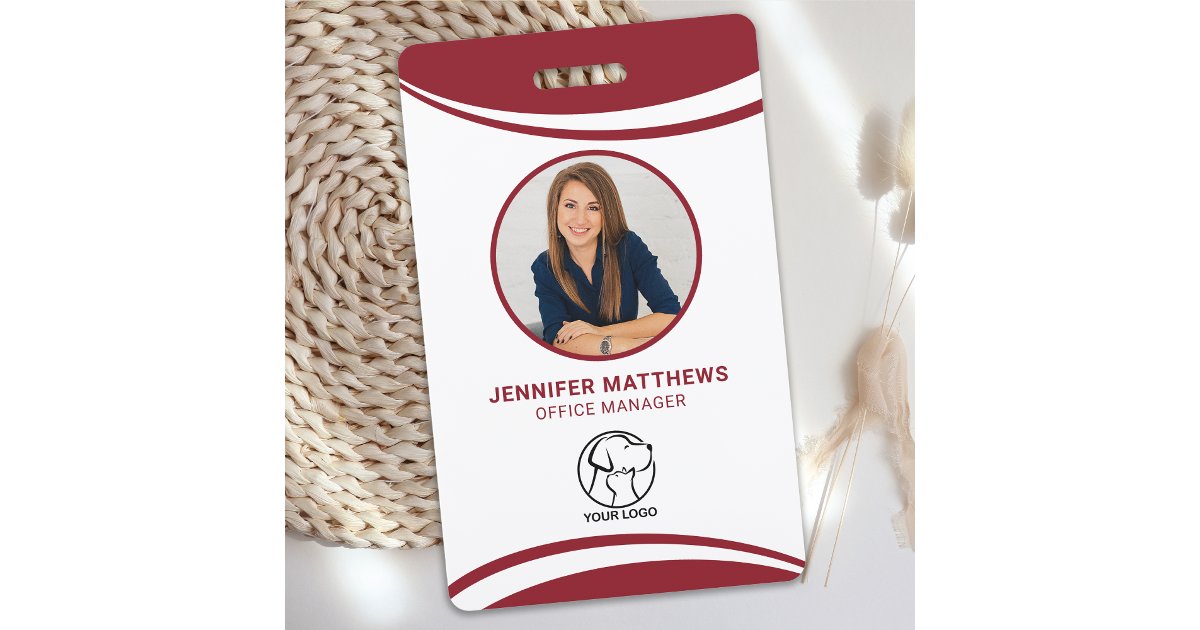 Custom Employee Photo Logo Name Badge | Zazzle
