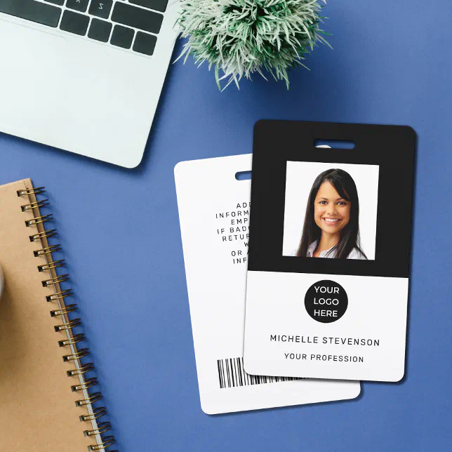 Custom Employee Photo Logo Name Badge | Zazzle