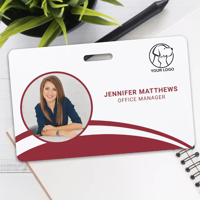 Custom Employee Photo Logo Name Corperate Badge | Zazzle
