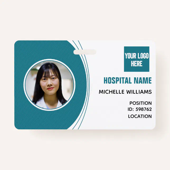 Custom employee photo logo name ID Badge | Zazzle