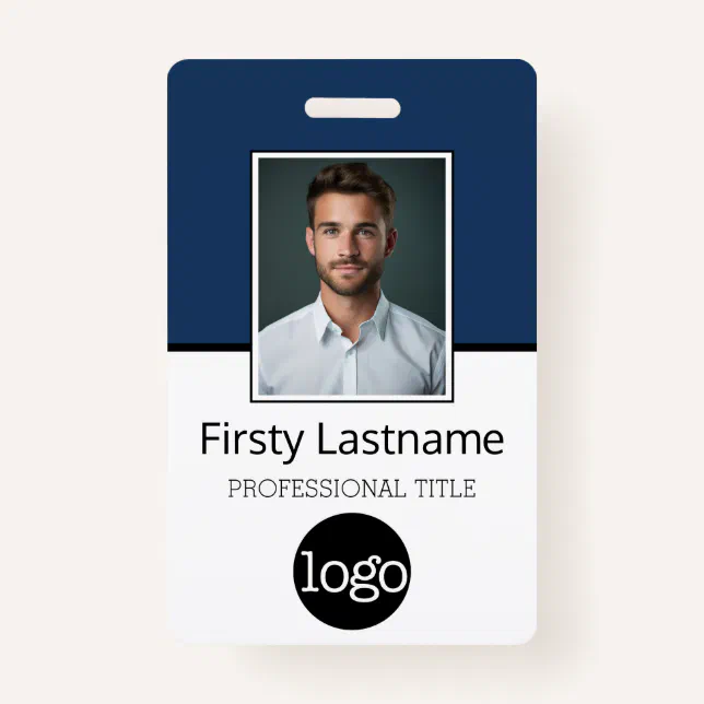 Custom Employee Photo Logo Name - Same Both Sides Badge | Zazzle