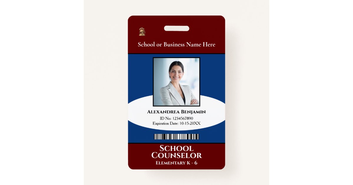 Custom Employee Photo Logo School Teacher ID Card Badge | Zazzle