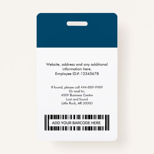 Custom Employee Photo Name Badge Barcode Logo | Zazzle