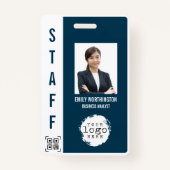 Custom Employee Photo Name Badge QR code Barcode | Zazzle