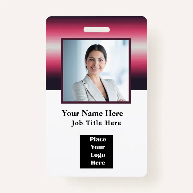 Custom Employee Photo Name Logo Bar Code Badge | Zazzle