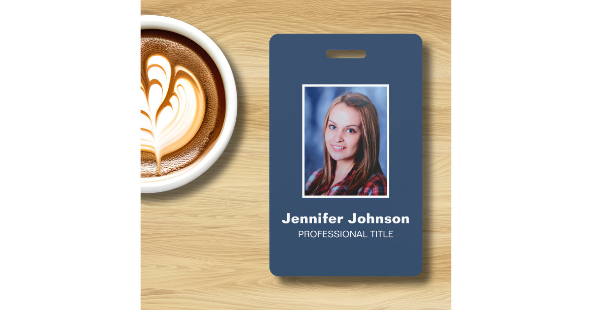 Custom Employee Photo Professional Title Name Badge | Zazzle