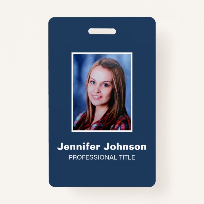 Custom Employee Photo Professional Title Name Badge | Zazzle.com