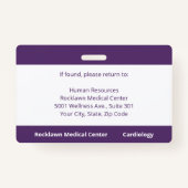 Custom Employee Photo Purple Hospital ID Badge | Zazzle
