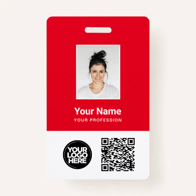 Custom Employee Photo, Qr and Bar Code, Logo, Name Badge | Zazzle