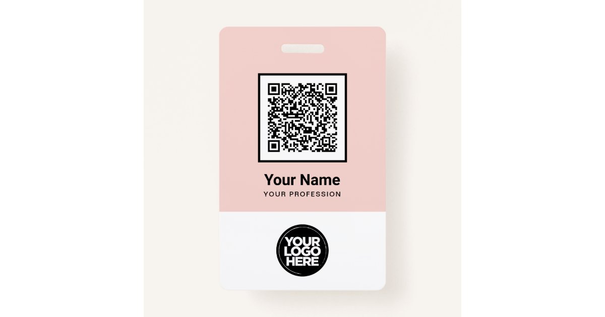 Custom Employee Qr Code Bar Code Logo Name Badge | Zazzle