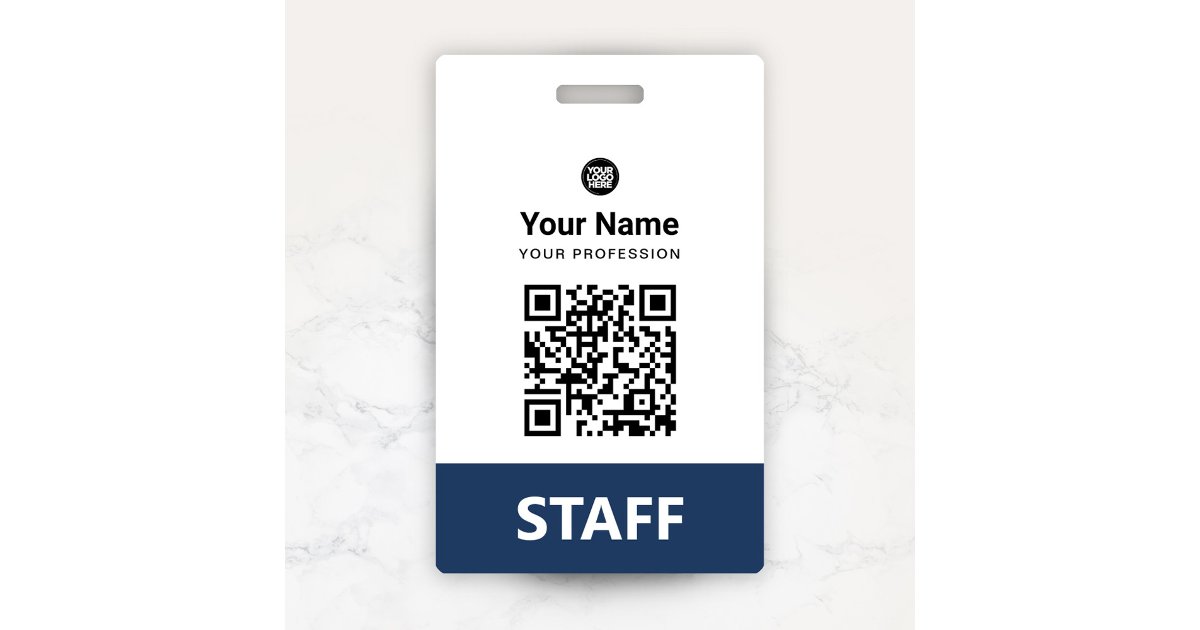 Custom Employee Qr Code, Bar Code, Logo, Name Badge | Zazzle