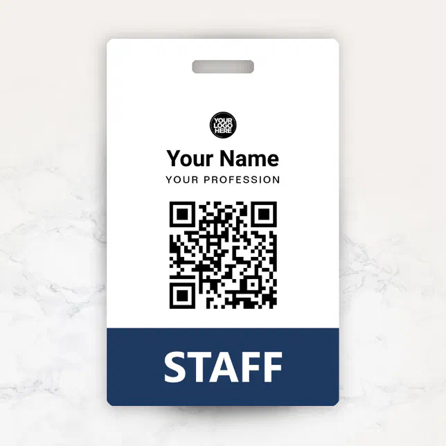 Custom Employee Qr Code, Bar Code, Logo, Name Badge | Zazzle