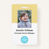Custom Employee Staff Logo Barcode Name Photo ID Badge | Zazzle
