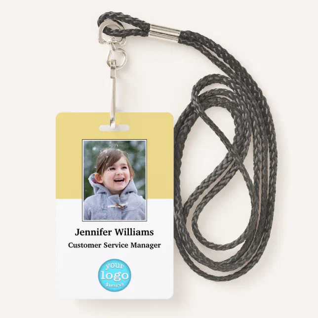 Custom Employee Staff Logo Barcode Name Photo ID Badge | Zazzle
