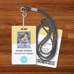 Custom Employee Staff Logo Barcode Name Photo ID Badge | Zazzle