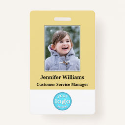 Custom Employee Staff Logo Barcode Photo Name ID Badge | Zazzle