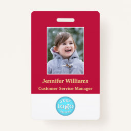 Custom Employee Staff Logo Barcode Photo Name ID Badge | Zazzle