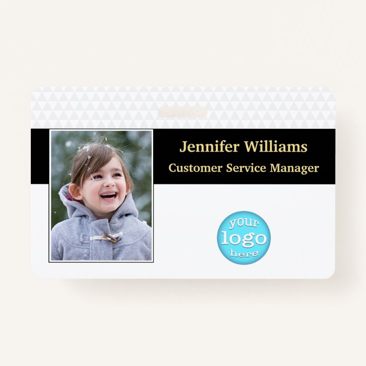 Custom Employee Staff Logo Photo Barcode Name ID Badge | Zazzle