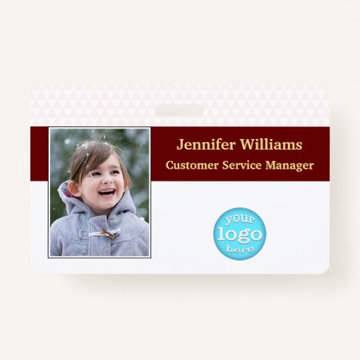 Custom Employee Staff Logo Photo Barcode Name ID Badge | Zazzle