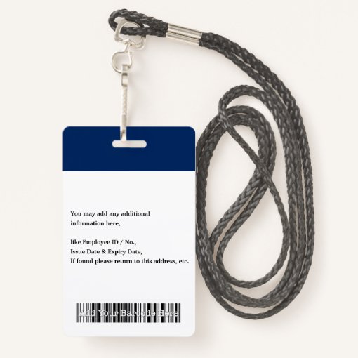 Custom Employee Staff Name Logo Barcode Photo ID Badge | Zazzle