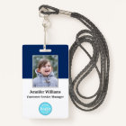 Custom Employee Staff Name Logo Barcode Photo ID Badge | Zazzle.com