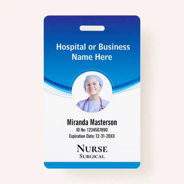 Custom Employee Staff Name Logo Barcode Photo ID Badge | Zazzle