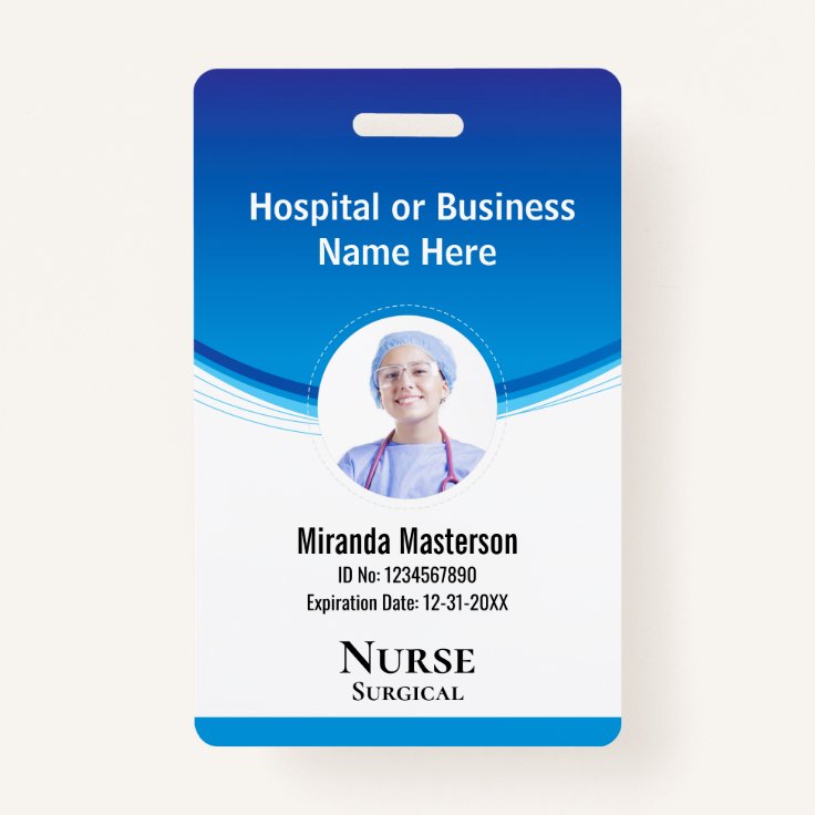Custom Employee Staff Name Logo Barcode Photo ID Badge | Zazzle