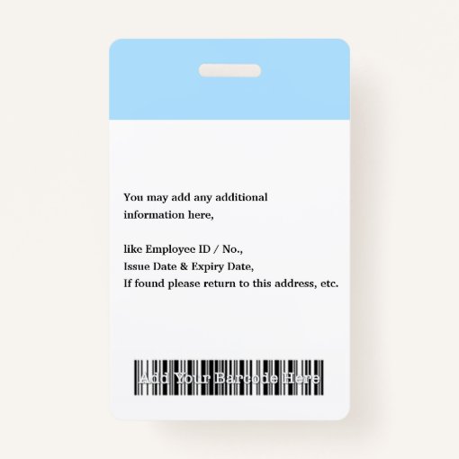 Custom Employee Staff Name Photo Barcode Logo ID Badge | Zazzle