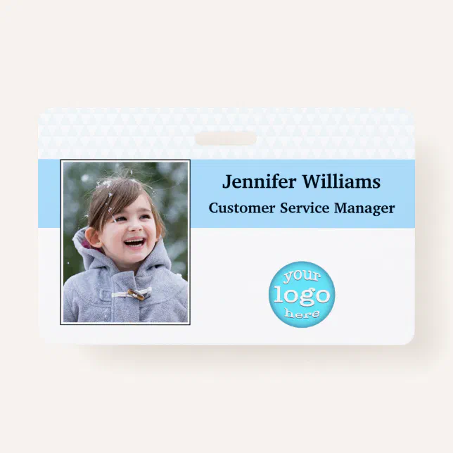 Custom Employee Staff Photo Logo Barcode Name ID Badge | Zazzle